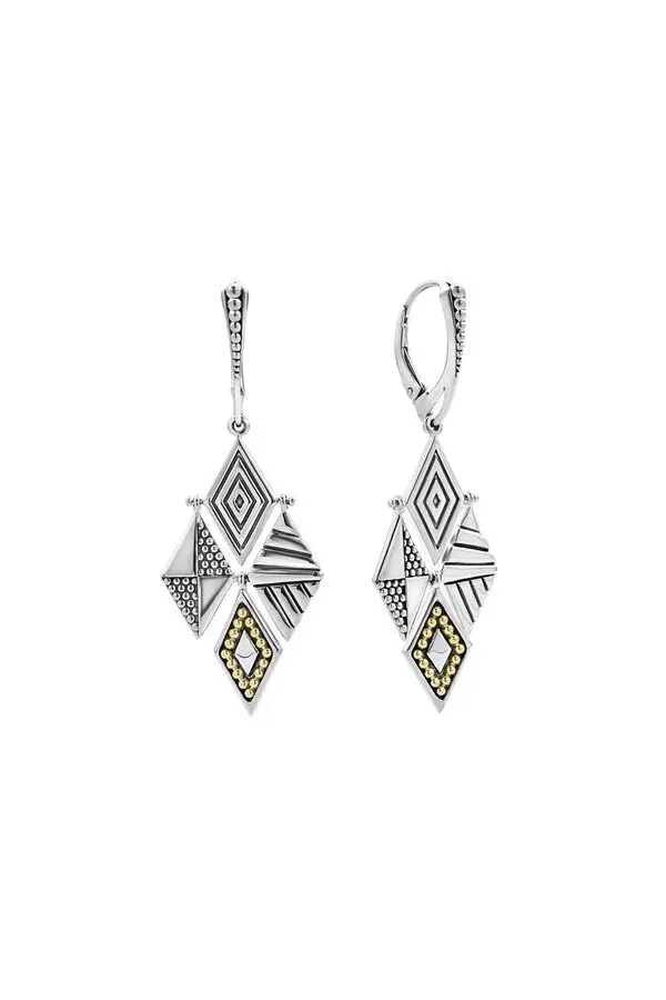 Lagos Signature Caviar Two-tone Drop Earrings - Gold