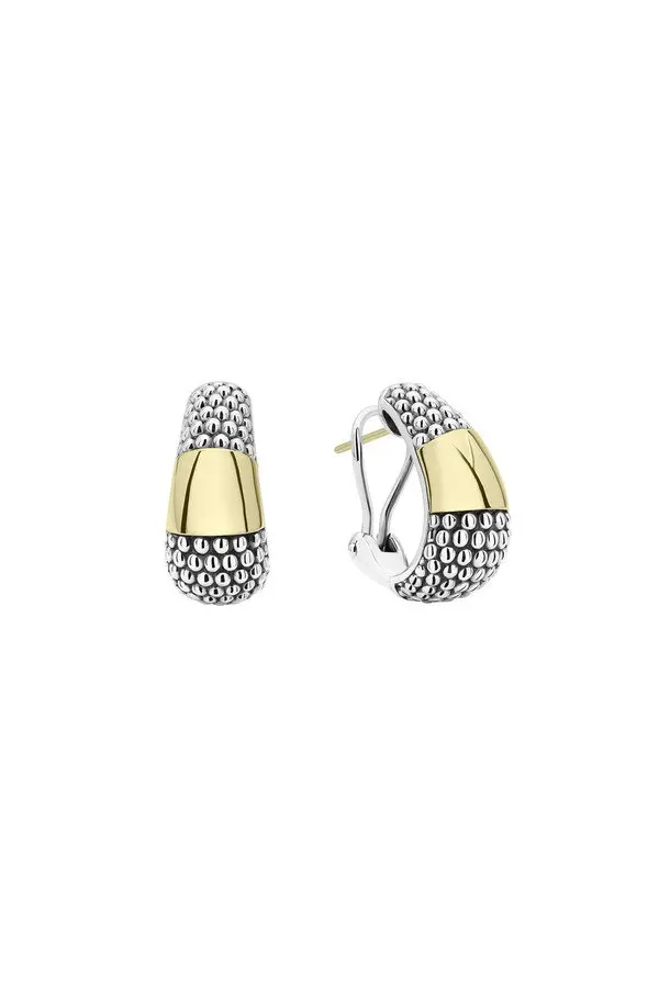 Lagos High Bar Two-tone Caviar Clip On Earrings - Gold