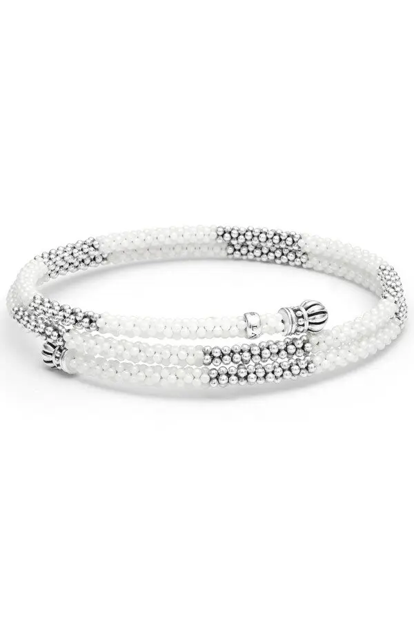 Lagos Caviar Beaded Wrap Bracelet - White