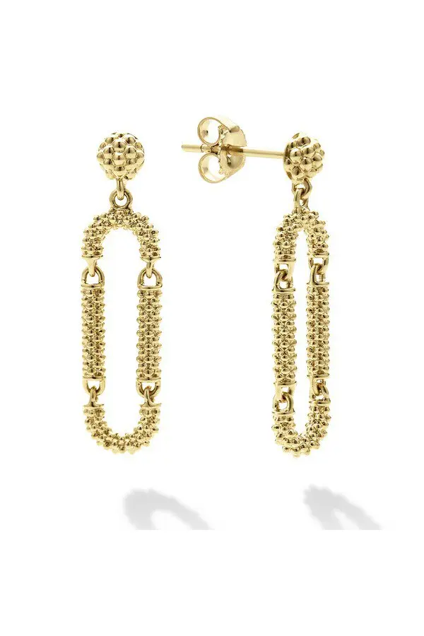 Lagos Signature Caviar 18k Superfine Caviar Drop Earrings - Gold
