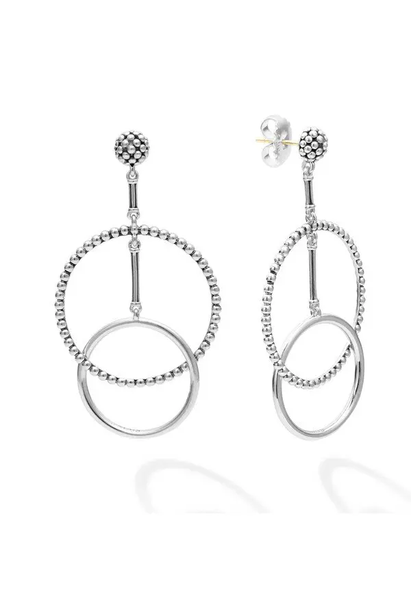 Lagos Signature Caviar Double Circle Drop Earrings - Gold