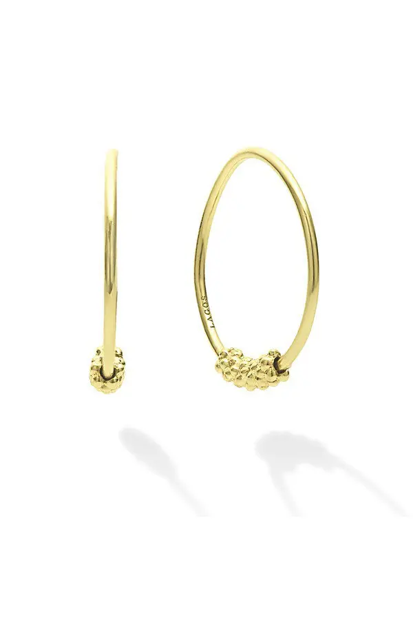 Lagos Signature Caviar 18k Hoop Earrings - Gold