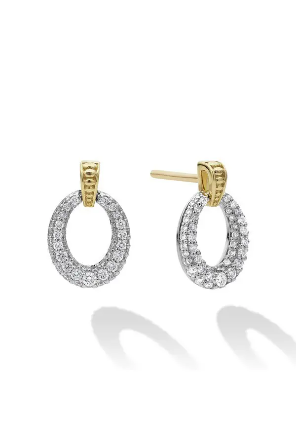 Lagos Caviar Lux Oval Diamond Stud Earrings - Gold