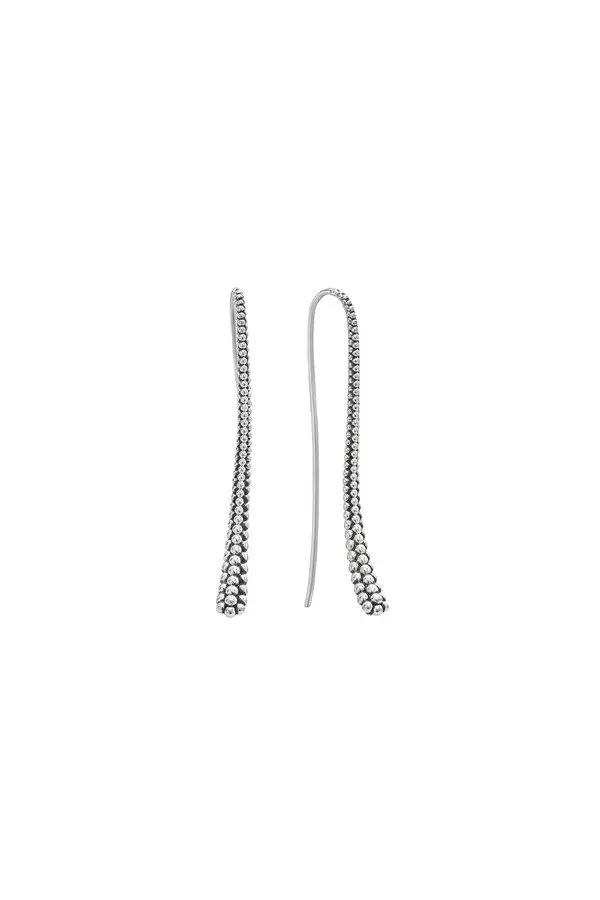 Lagos Signature Caviar Thin Drop Earrings - Silver