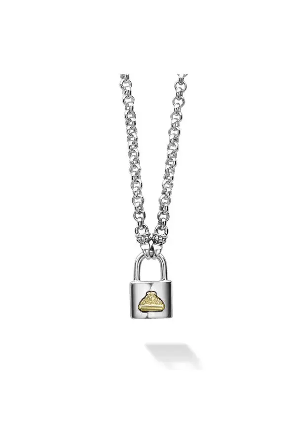 Lagos Beloved Petite Two-tone Lock Necklace - Gold