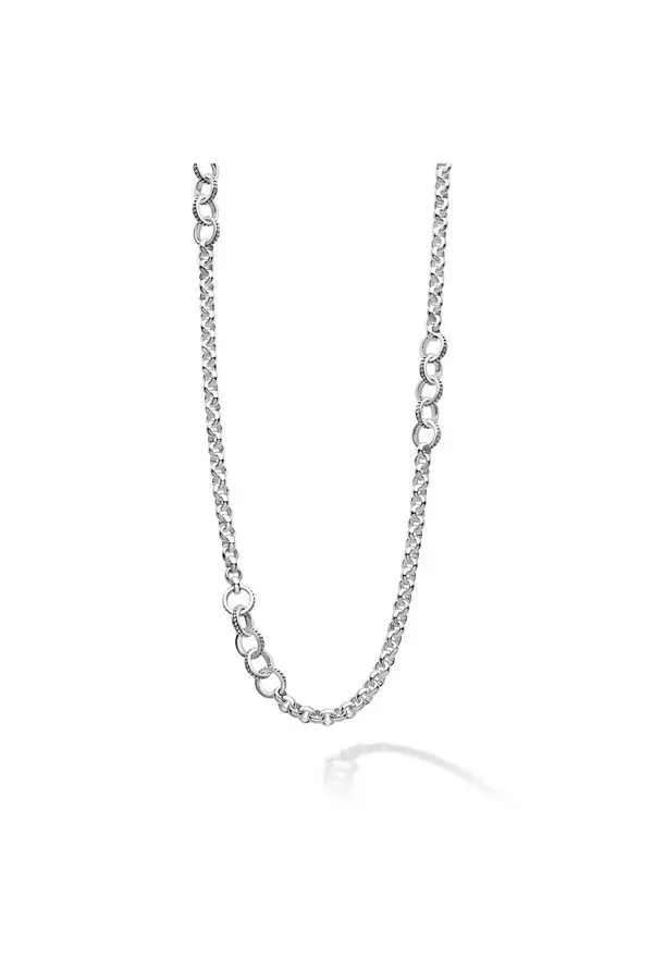 Lagos Signature Caviar Circle Link Necklace - Silver