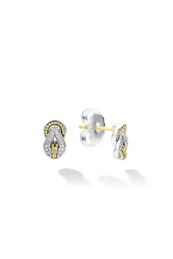Lagos Newport Two-tone Knot Diamond Stud Earrings - Gold