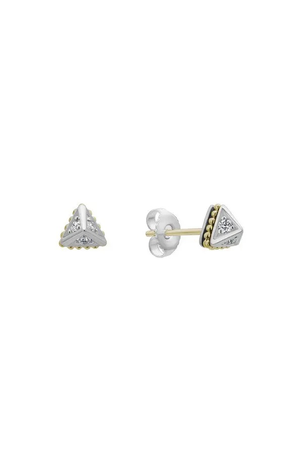 Lagos Ksl Small Pyramid Diamond Stud Earrings - Gold