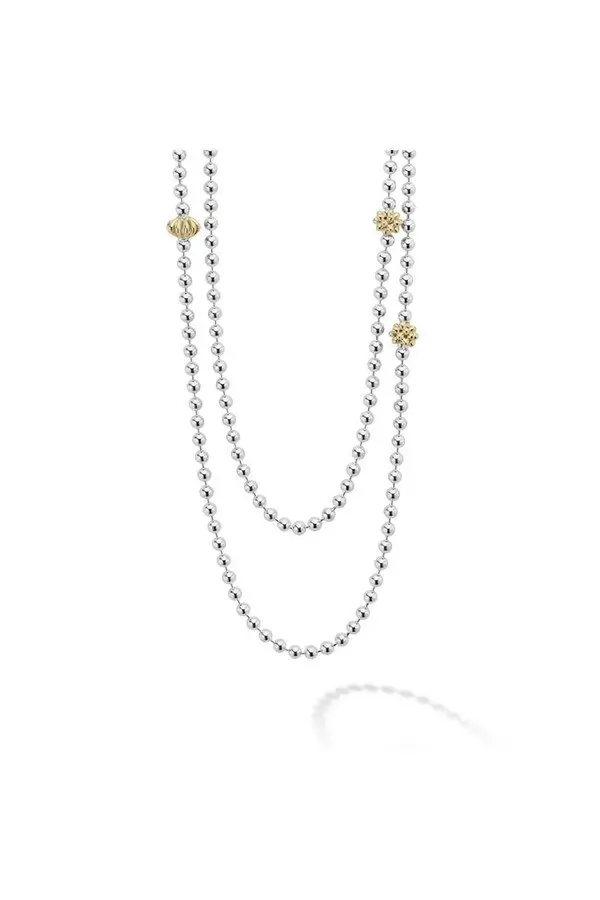 Lagos Caviar Icon Two-tone Beaded Necklace - Gold