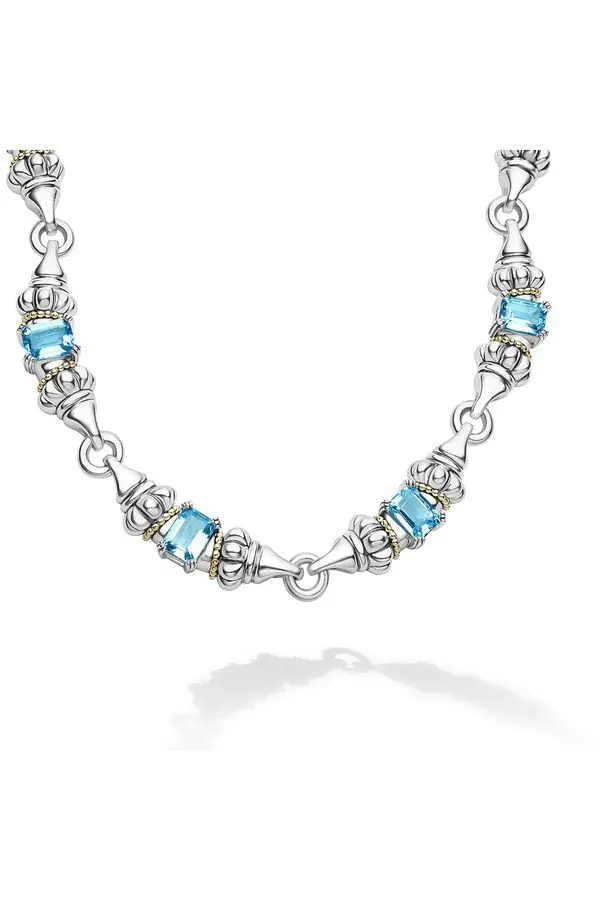 Lagos Glacier Swiss Topaz Caviar Necklace - Blue