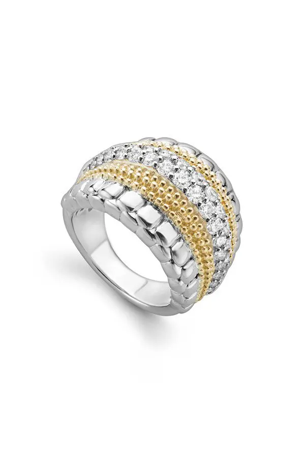Lagos Caviar Lux Diamond Statement Ring - Gold