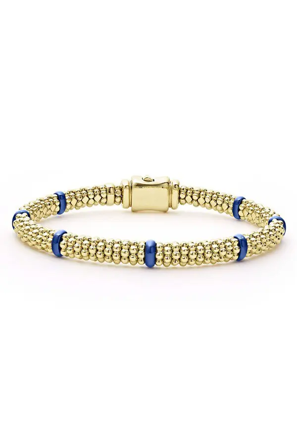 Lagos Caviar Ceramic And 18k Gold Bracelet - Blue