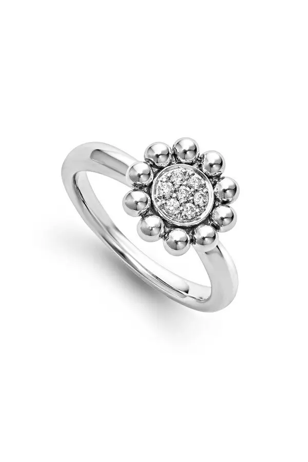 Lagos Caviar Spark Diamond Ring - Silver