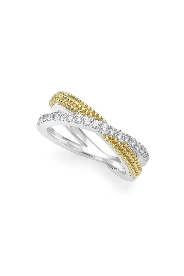 Lagos Caviar Lux Two-tone X Diamond Ring - Gold