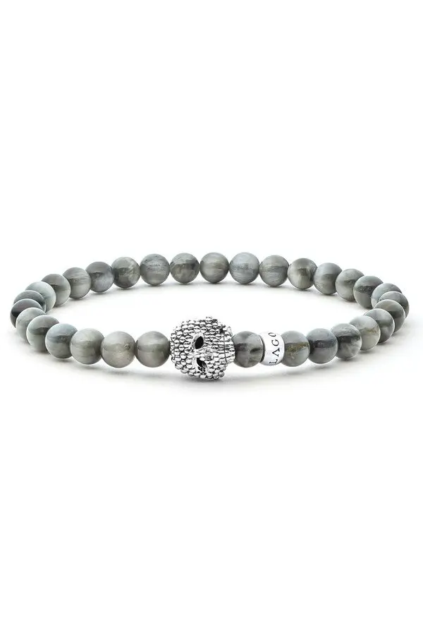 Lagos Anthem Eagle Eye Skull Bead Bracelet - Silver