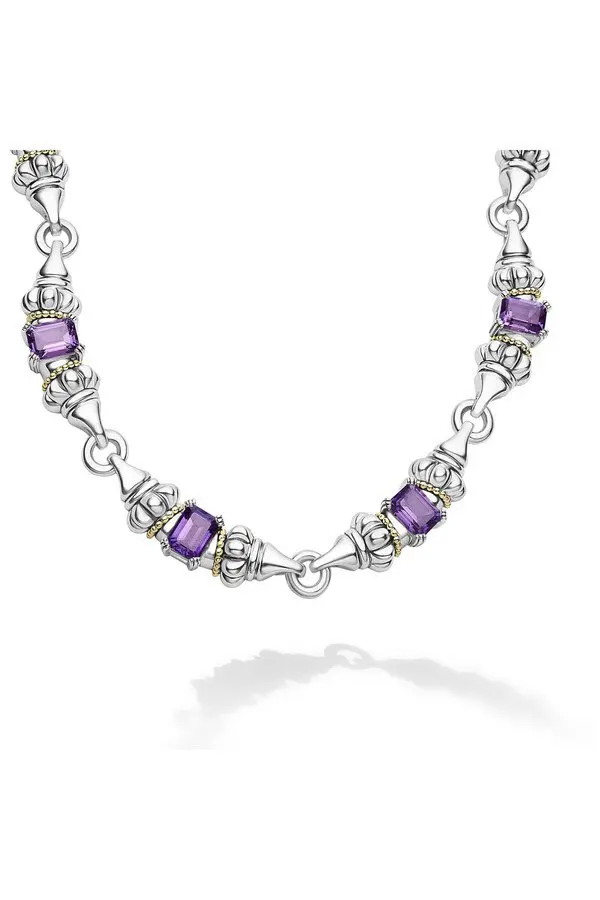 Lagos Glacier Amethyst Caviar Beaded Necklace - Gold