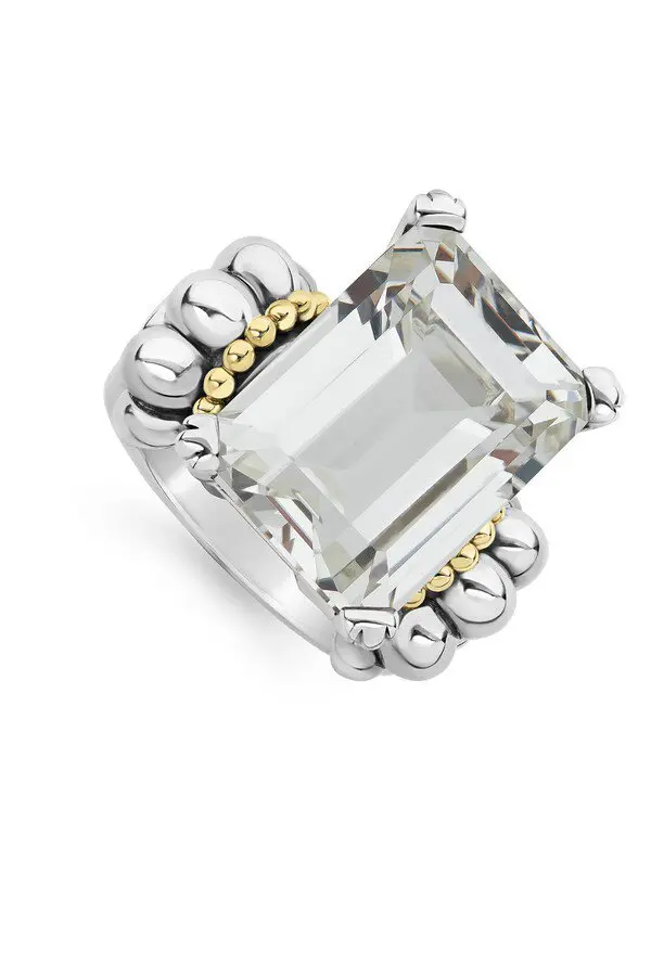 Lagos Glacier Extra Large Emerald-cut Topaz Ring - White