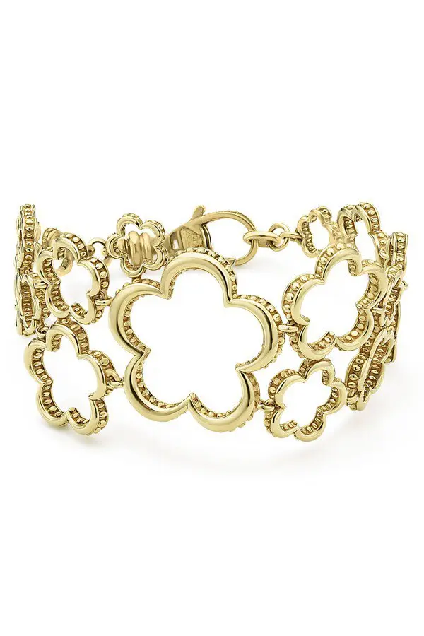 Lagos Caviar Gold 18k Gold Link Bracelet - Floral