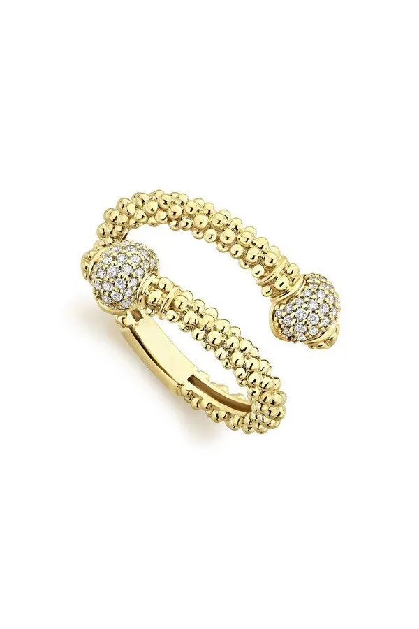 Lagos Caviar Diamond Ball Wrap Ring - Gold