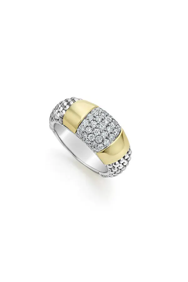 Lagos High Bar Two-tone Station Diamond Ring - Gold