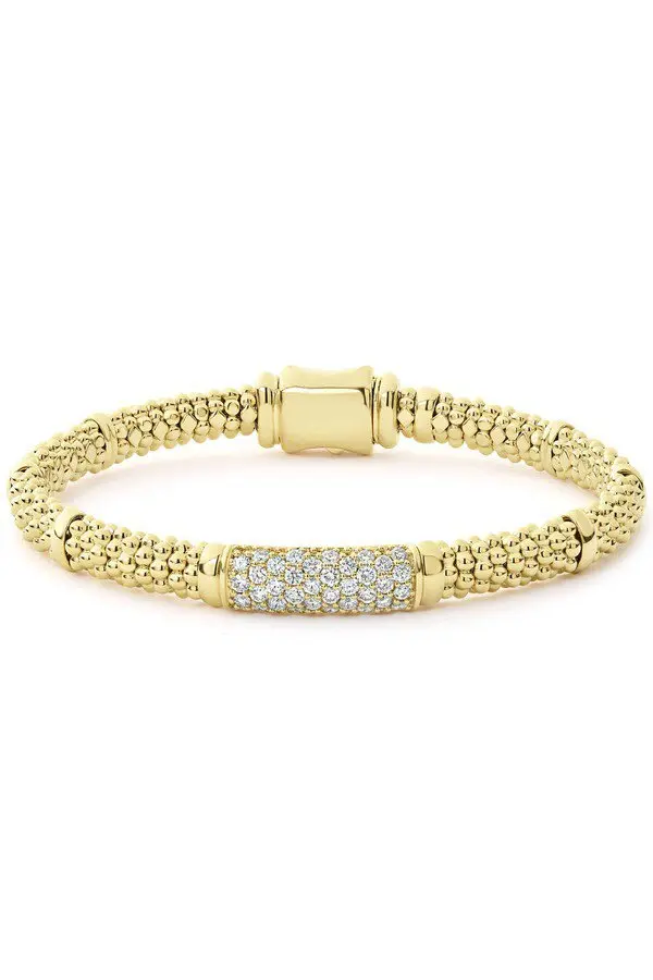 Lagos Caviar Diamond Station Bracelet - Gold