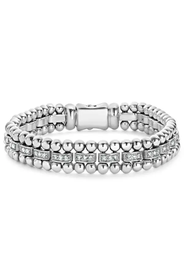 Lagos Caviar Spark Diamond Link Bracelet | 9mm - Silver