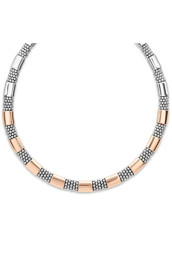 Lagos High Bar Rose Station Caviar Necklace | 12mm - Gold