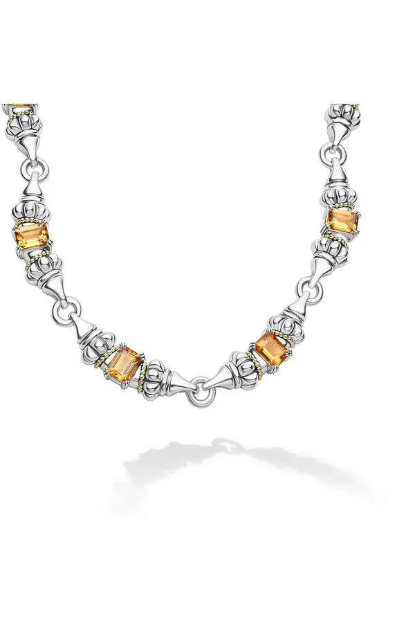 Lagos Glacier Citrine Caviar Beaded Necklace - Gold