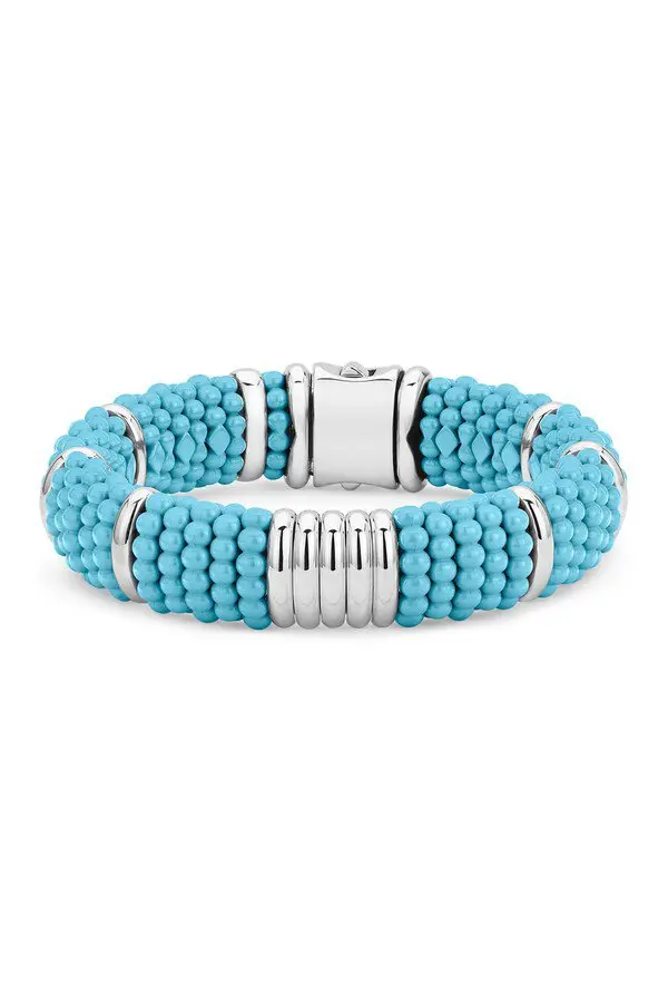 Lagos Caviar Statement Ceramic Beaded Bracelet - Blue