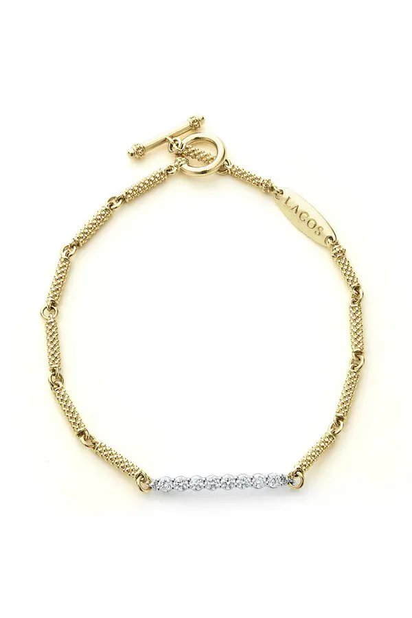 Lagos Signature Caviar 18k Diamond Bracelet - Gold