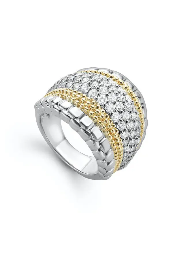 Lagos Caviar Lux Diamond Statement Ring - Gold