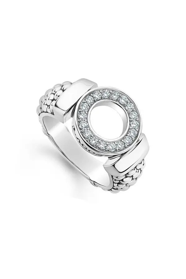 Lagos Caviar Spark Diamond Circle Caviar Ring - Natural