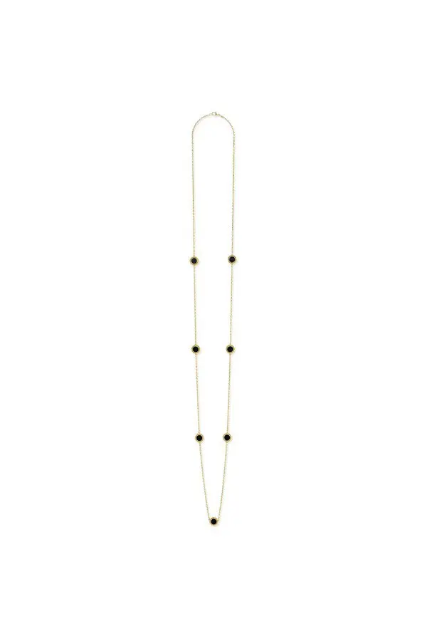 Lagos Covet Seven Station Round Onyx Necklace - Gold