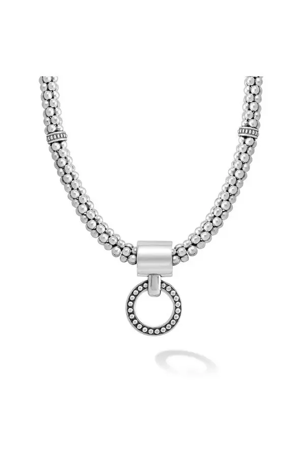 Lagos Enso Beaded Circle Pendant Necklace - Silver