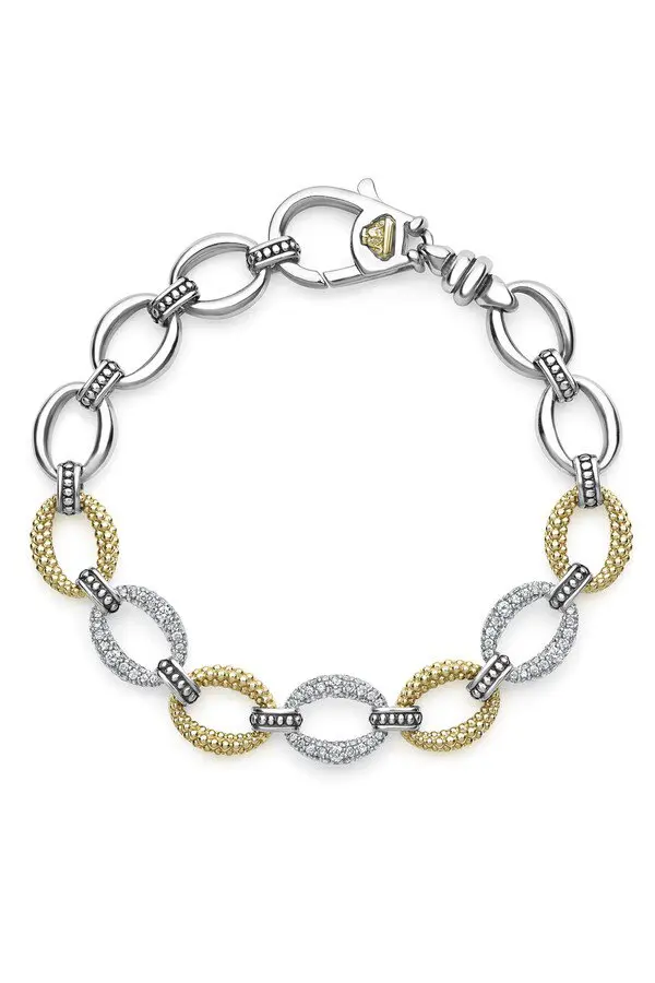 Lagos Caviar Lux Diamond Link Bracelet - Gold