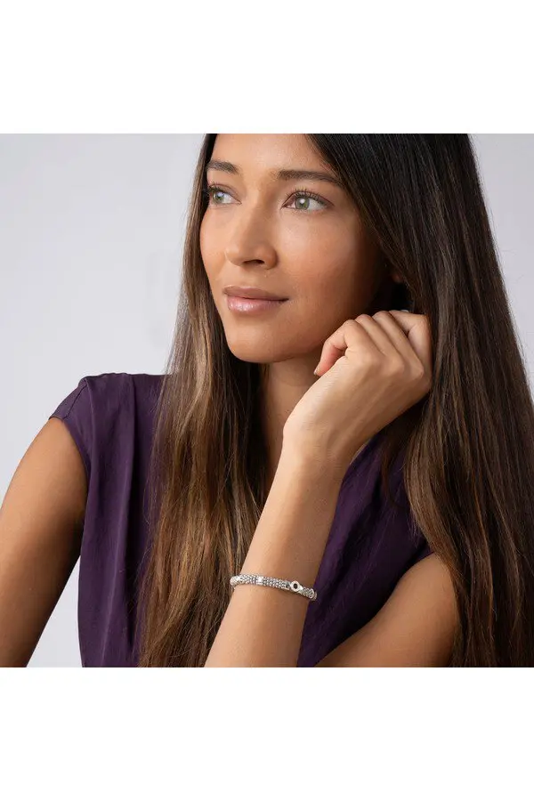 Lagos Caviar Spark Diamond Circle Caviar Bracelet | 6mm - Silver