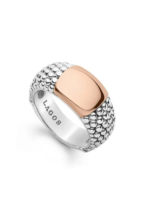 Lagos High Bar Caviar Station Ring - Gold