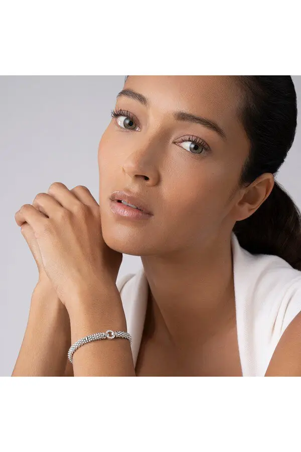 Lagos Enso Diamond Circle Caviar Bracelet, 6mm