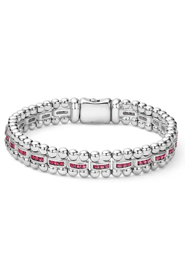 Lagos Caviar Spark Ruby Link Bracelet - Silver