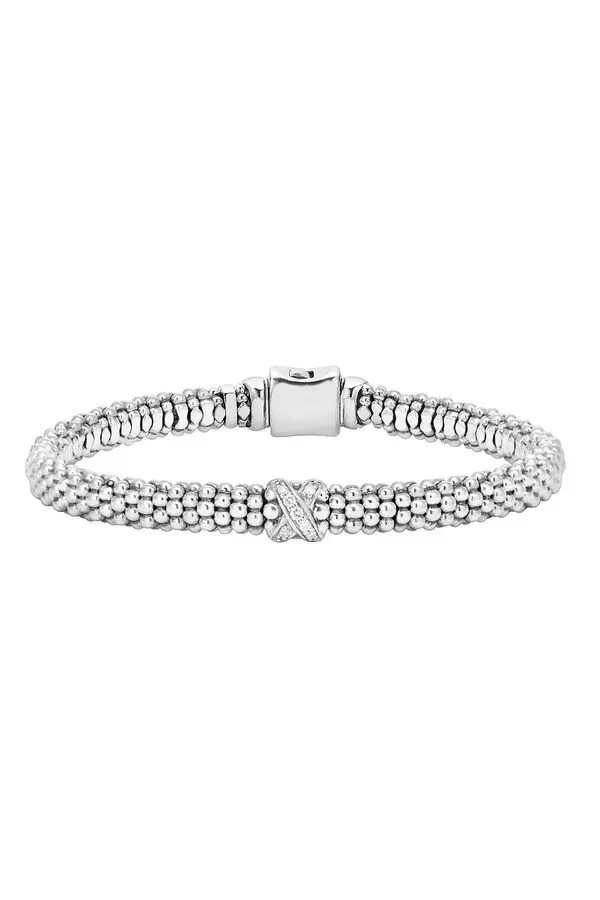 Lagos Embrace Single Station X Diamond Bracelet | 6mm - Silver