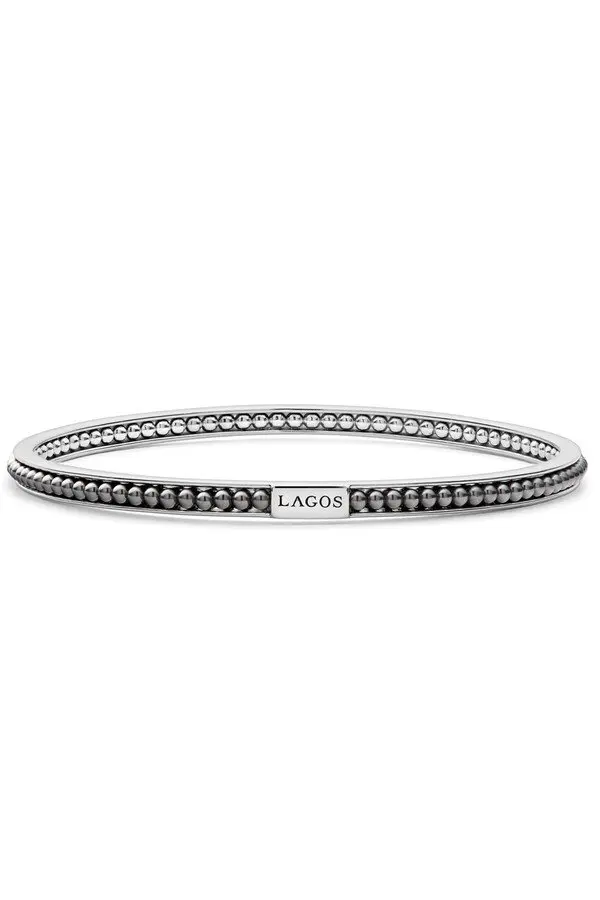 Lagos Caviar Icon Hematite Bangle - Silver