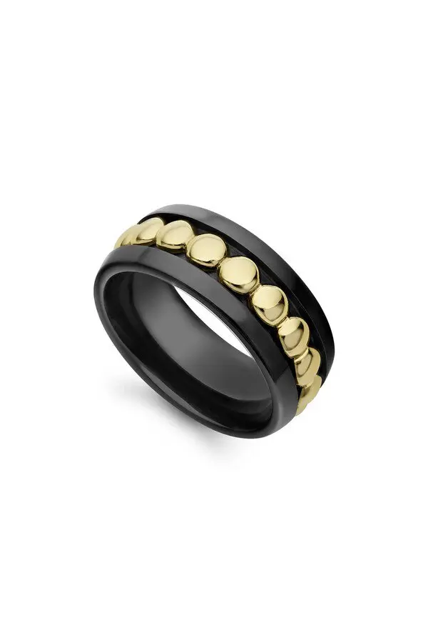 Lagos Meridian 18k And Ceramic Ring - Gold