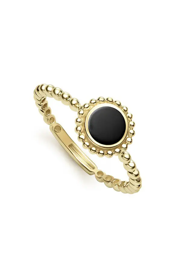 Lagos Covet Round Onyx Stacking Fine Ring - Gold