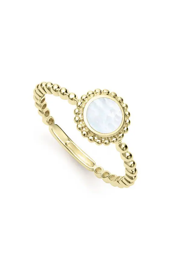 Lagos Covet Round Mother Of Pearl Stacking Ring - Gold