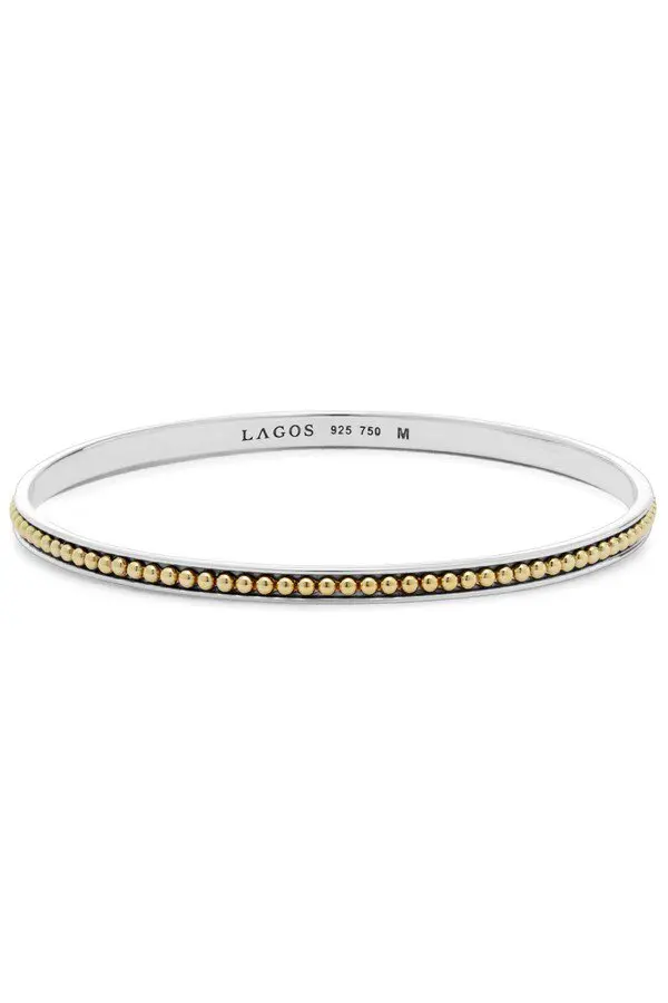 Lagos Ksl Two-tone Caviar Beaded Bangle - Gold