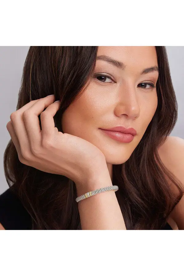 Lagos Caviar Lux Single Station Diamond Bracelet In Sterling Silver And 18k - Gold