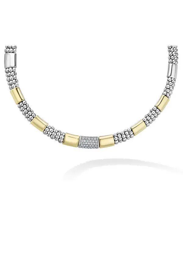 Lagos High Bar Two-tone Station Diamond Necklace - Gold