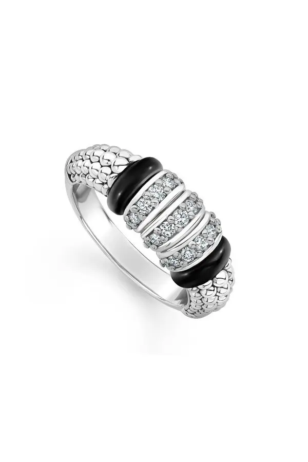 Lagos Caviar Diamond Ring - Black