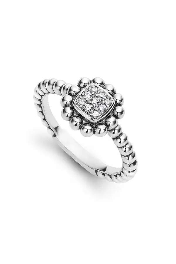 Lagos Caviar Spark Diamond Ring - Silver