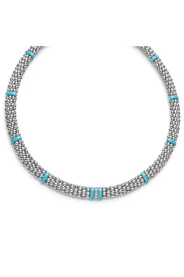 Lagos Caviar Single Station Diamond Necklace - Blue